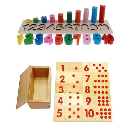 Wooden Montessori Number Puzzles Numbers Matching & Counting ...