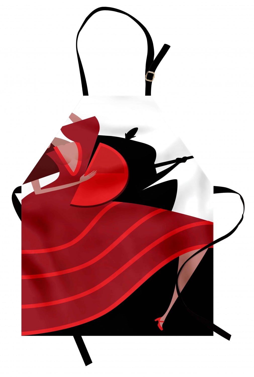 Spanish Apron, Baile Flamenco Dancing Woman Silhouette of Guitarist Man ...