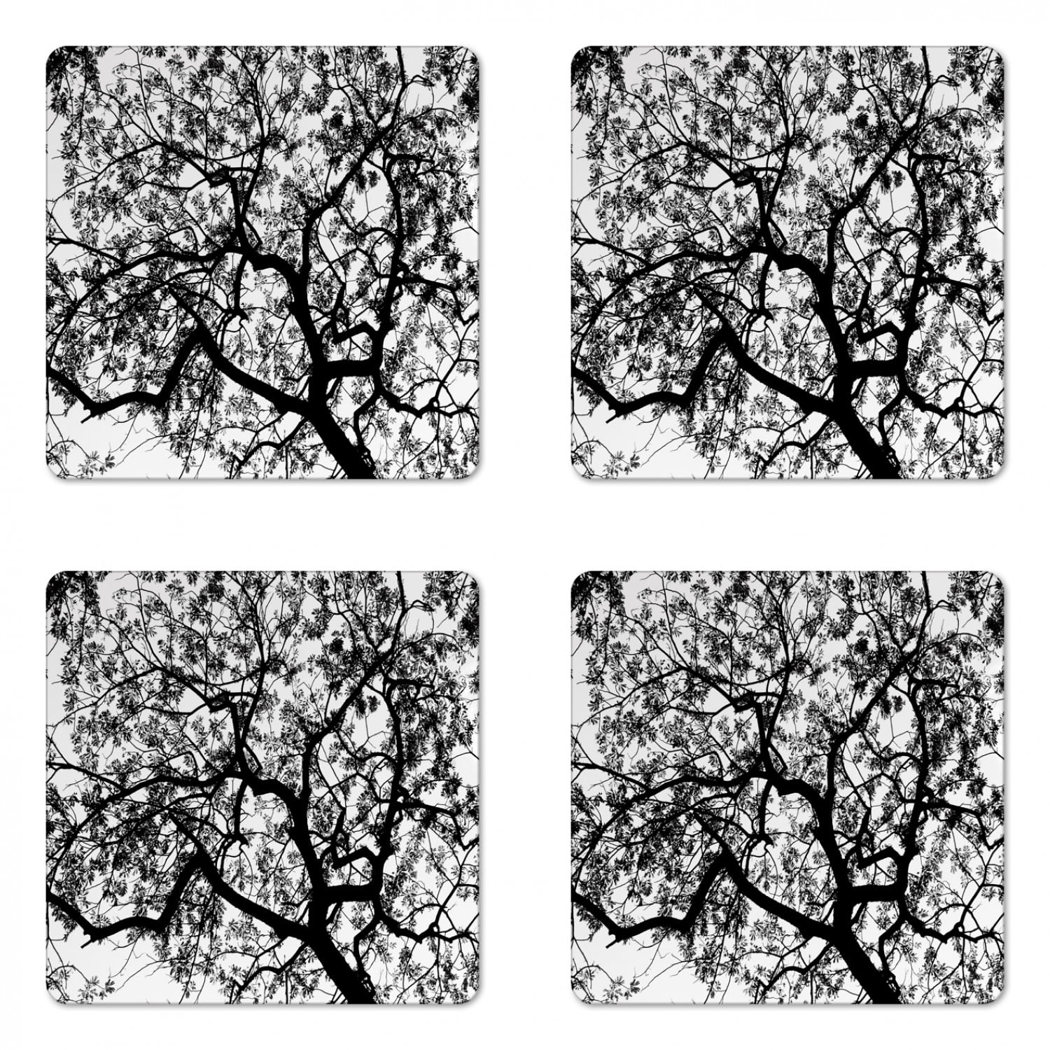 Forest Coaster Set of 4, Forest Tree Branches Modern Design Spooky ...