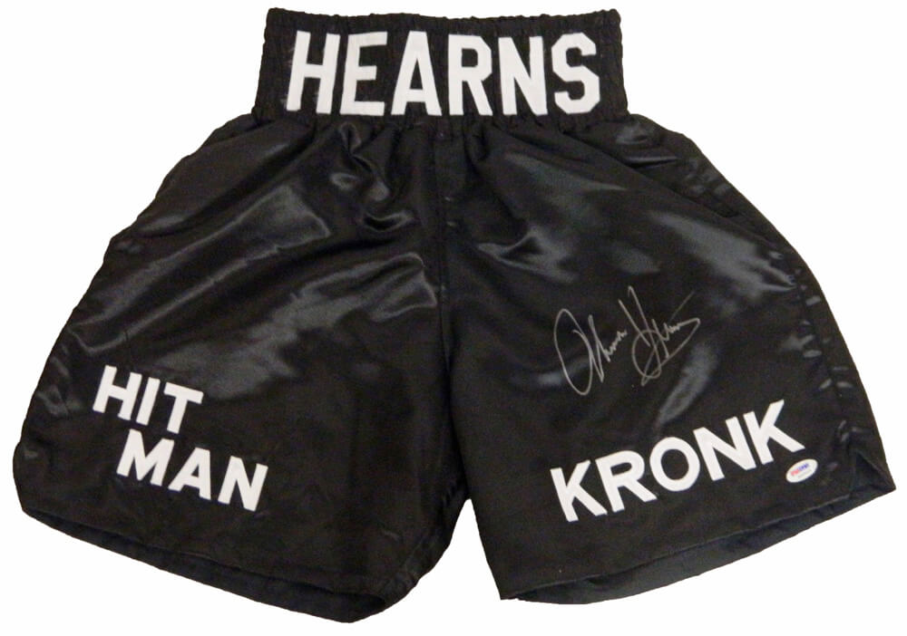 Thomas Hearns Signed Black Hitman Boxing Trunks - Walmart.com
