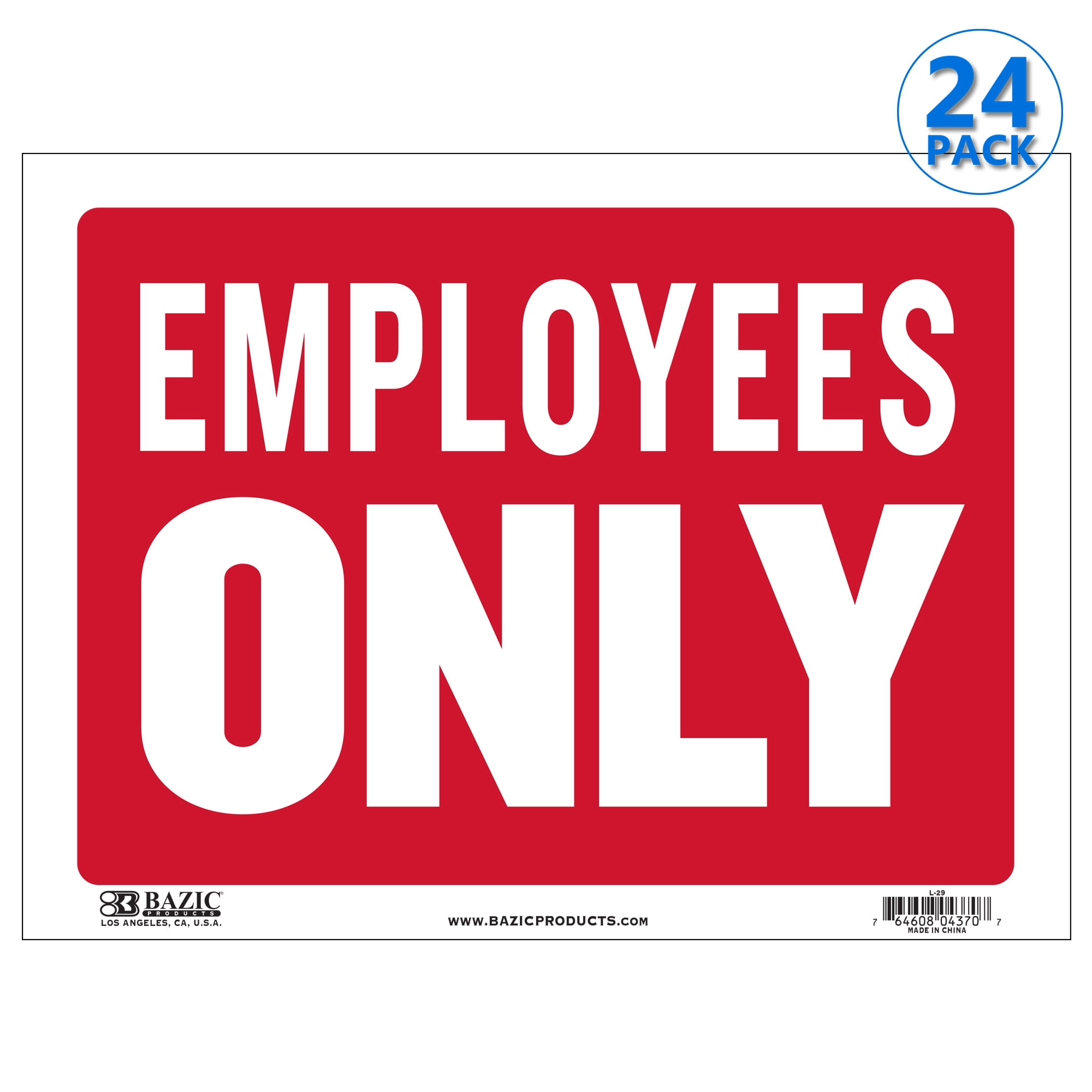 BAZIC Employees Only Sign 12"x16", Plastic Signs Signage, 24-Pack ...