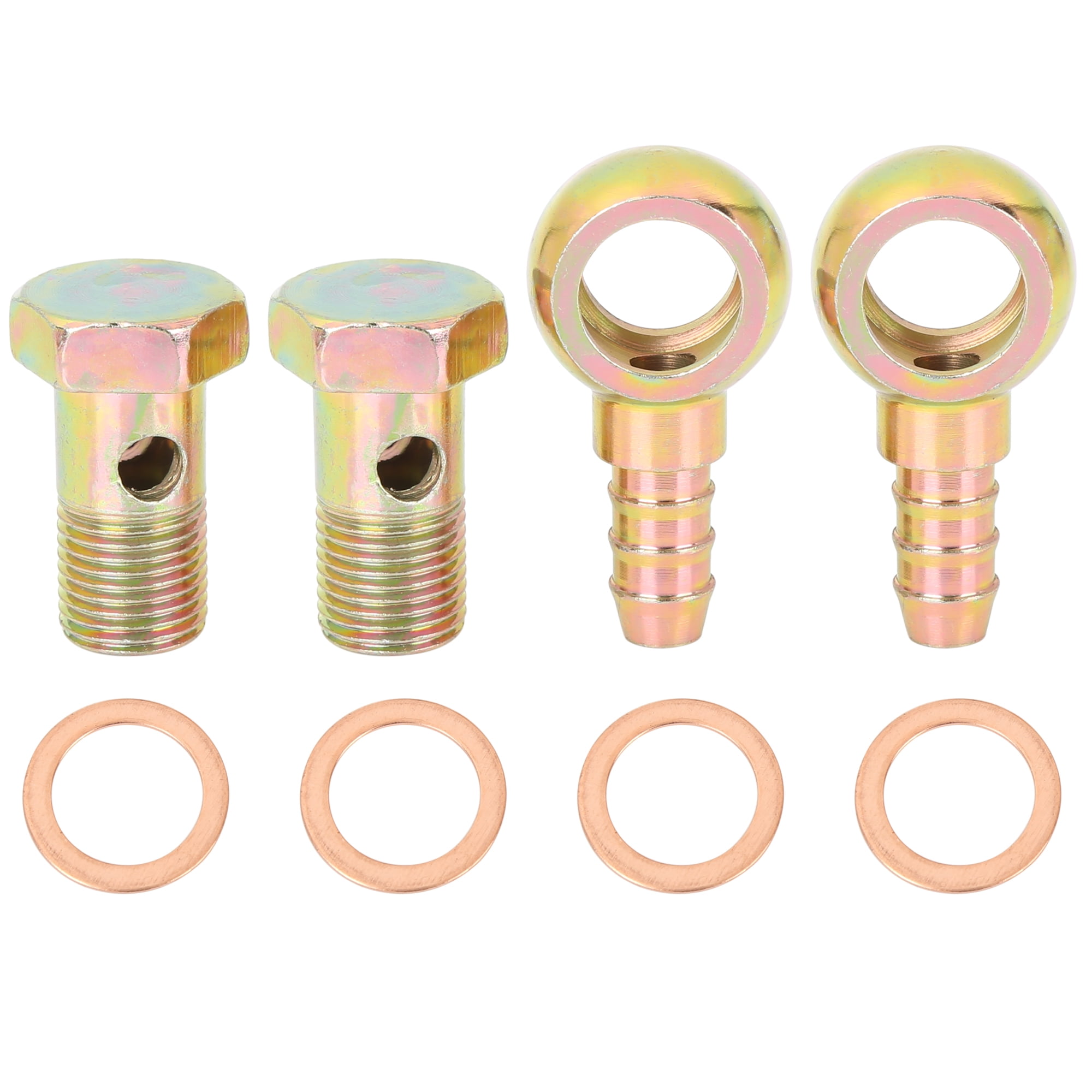 2 Sets 16mm Banjo Hose Barb Bolt Fittings Banjo Bolt Washer Bronze Tone for Motorcycle Car ...