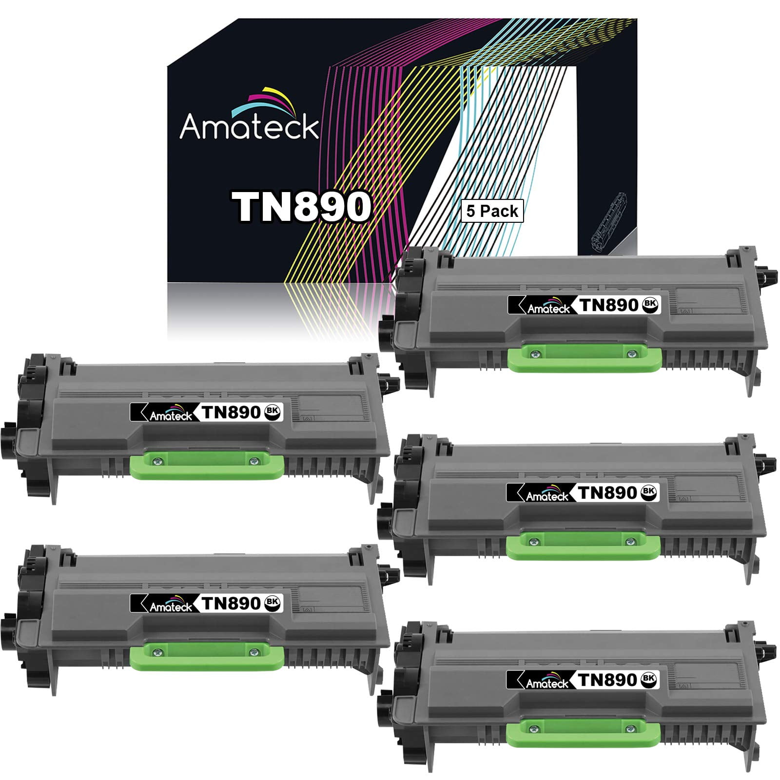 Amateck Compatible Toner Cartridge Replacement for Brother TN890 5 Pack ...