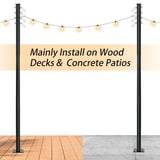 Lilypelle Outdoor Lights Pole Stand 10ft Sturdy Segmented Terrace Deck ...