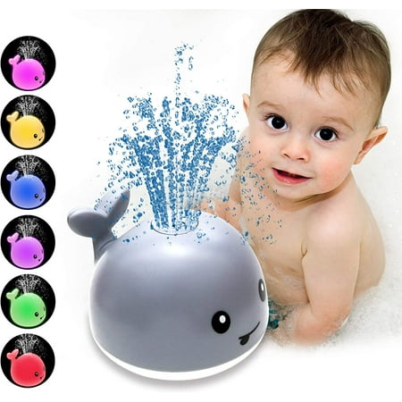 Bath toys, Whale Spray Water Squirt Toy LED Light Up Float Toys Bathtub ...