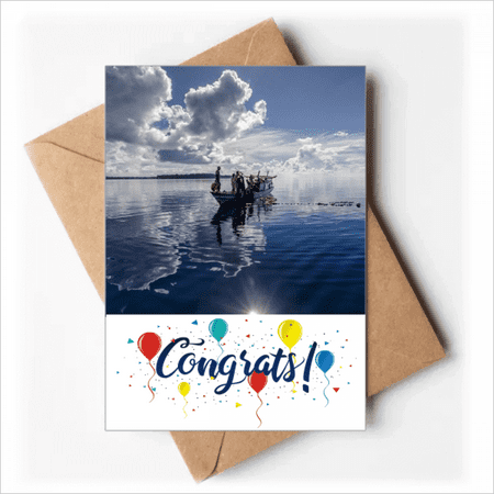 Ocean Water Blue Boat People Picture Wedding Cards Congratulations ...
