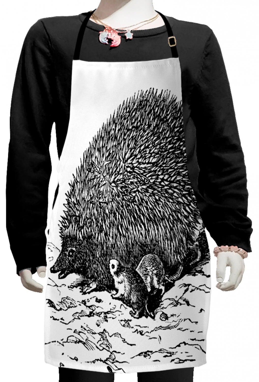 Hedgehog Kids Apron, Sketched and Hatched Illustration of the European ...