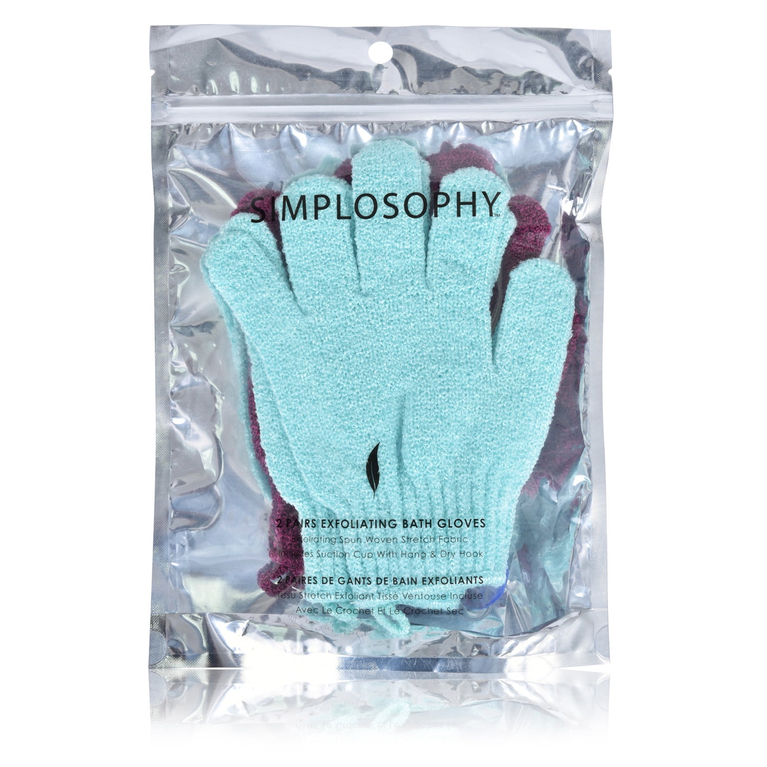 Simplosophy 2-Pack Exfoliating Bath and Shower Gloves, Assorted Colors ...