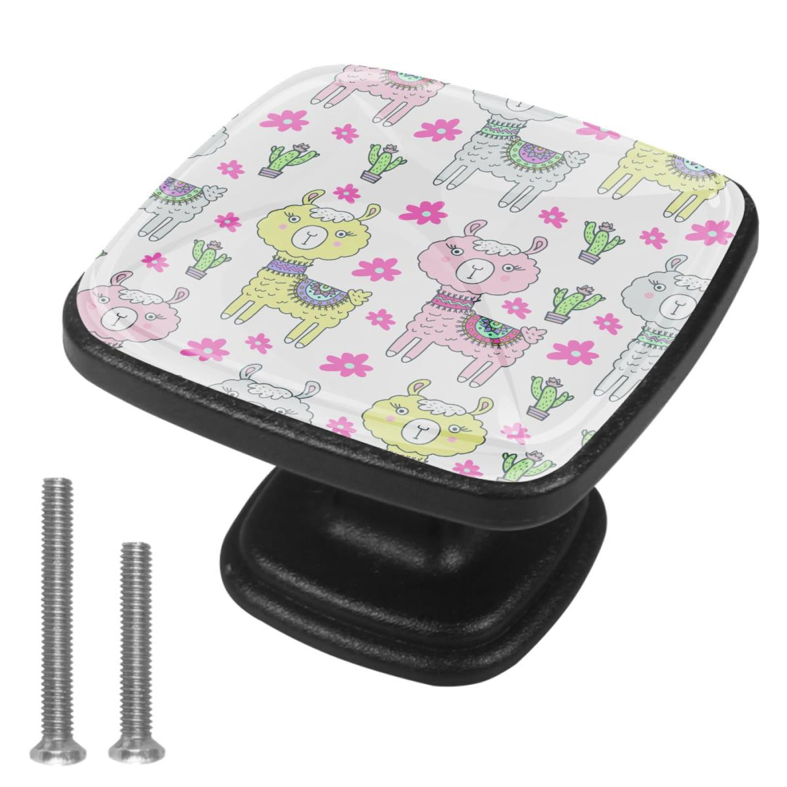 4 Pcs Cabinet Handle Drawer Pulls Alpaca Knobs with Screws Square ...