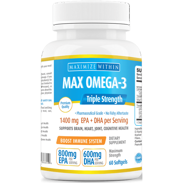 Max Omega 3 - Triple Strength Fish Oil Supplement, 60 Count - Walmart.com