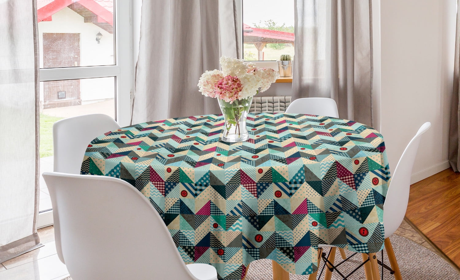 Chevron Round Tablecloth, Chevron Patchwork with Vintage Line and Retro ...