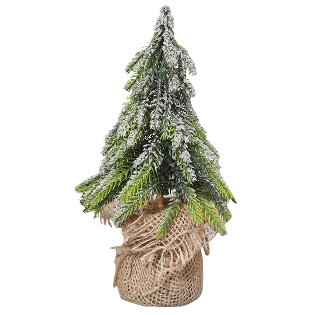 TINYSOME Desktop Miniature Snow Pine Tree Mini Christmas Trees Burlap ...