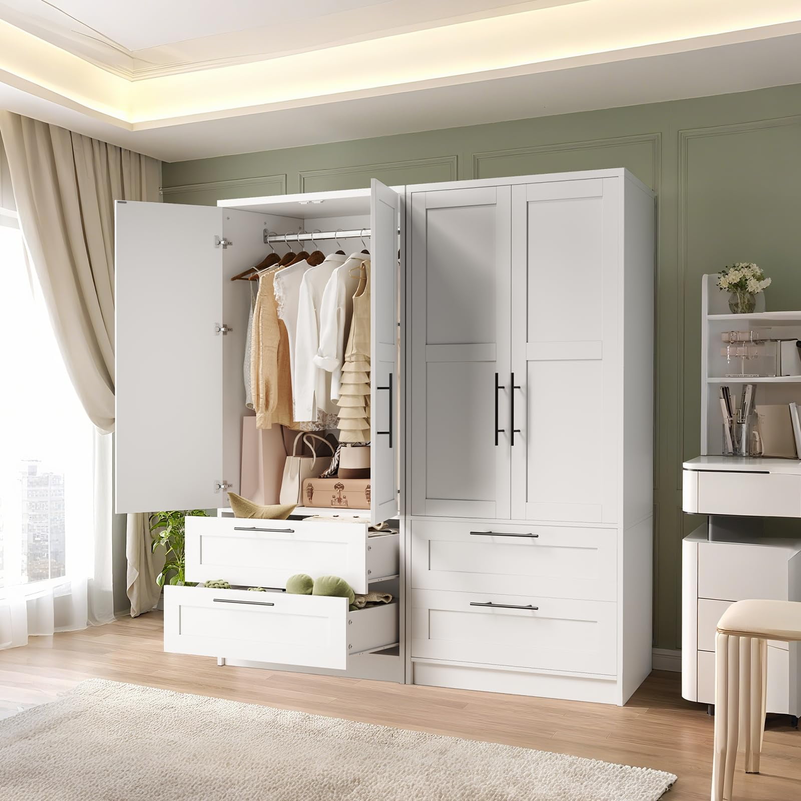 Click here for Akdsteel Wooden Armoire Wardrobe Closet With 2 Dra... prices