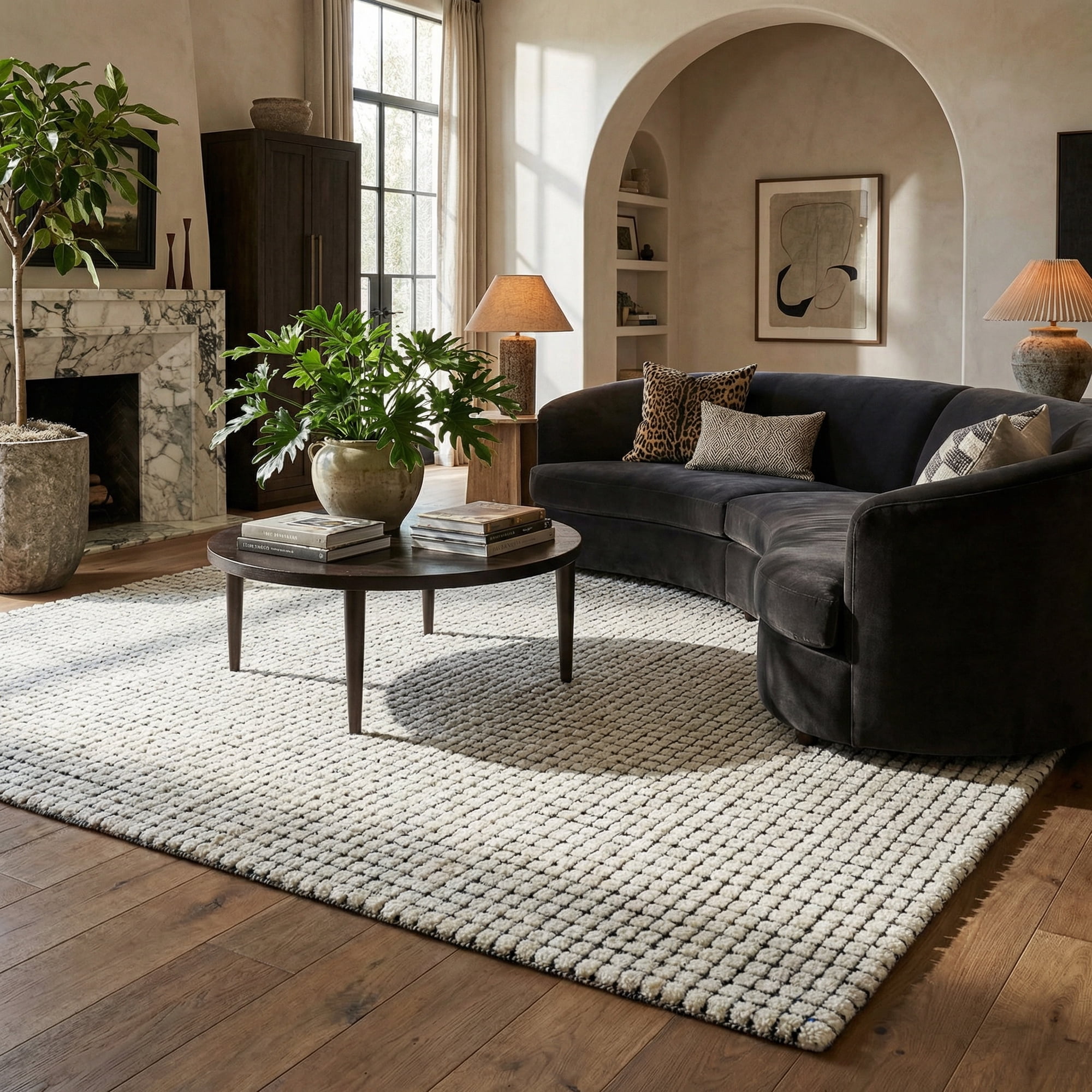 Click here for Rug Branch Maya Modern Checkered Beige Black Indoo... prices