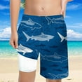 Boys Sporty Swimwear Sets Printed Shorts Lace Up High Waisted Loose ...