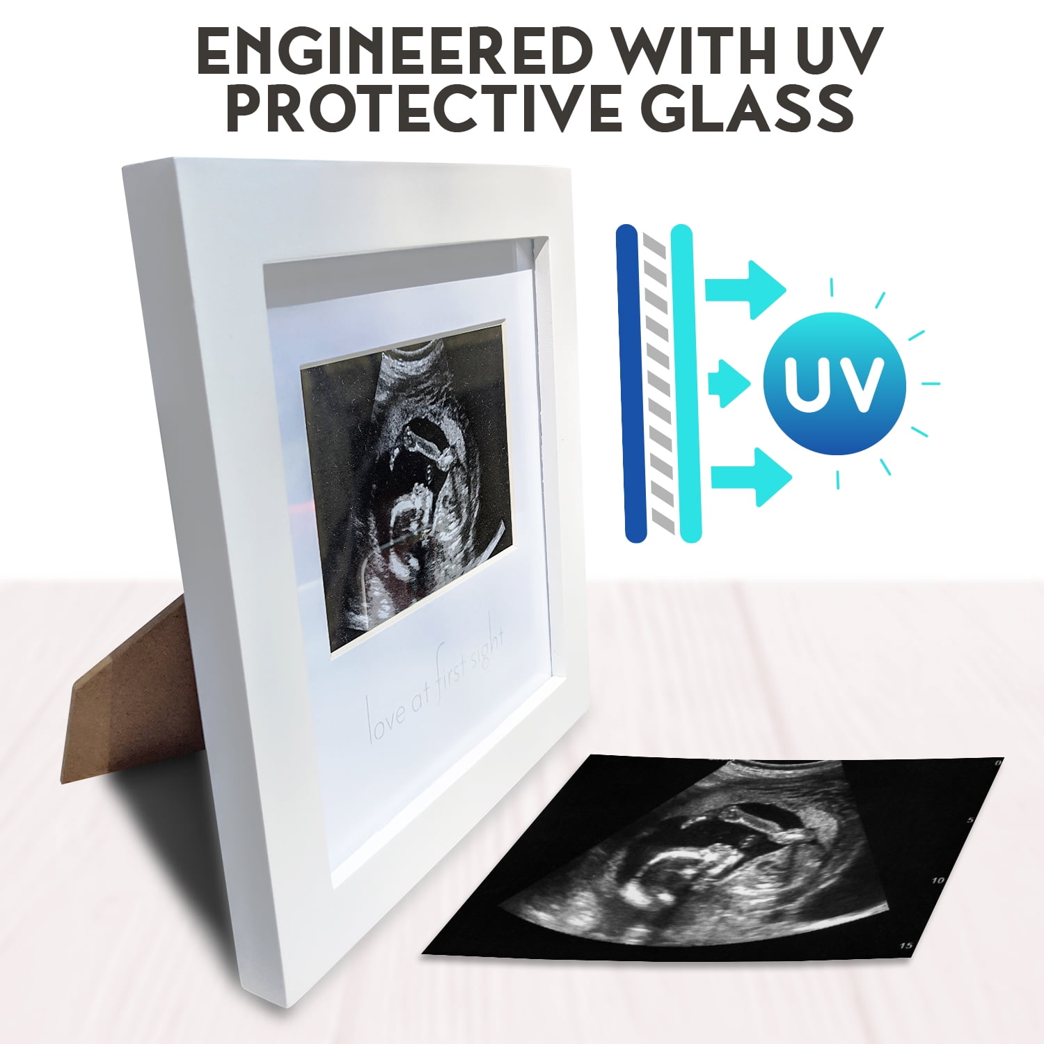 Sonogram Picture Frame – White Wooden Baby Ultrasound Photo Frame, Cute ...