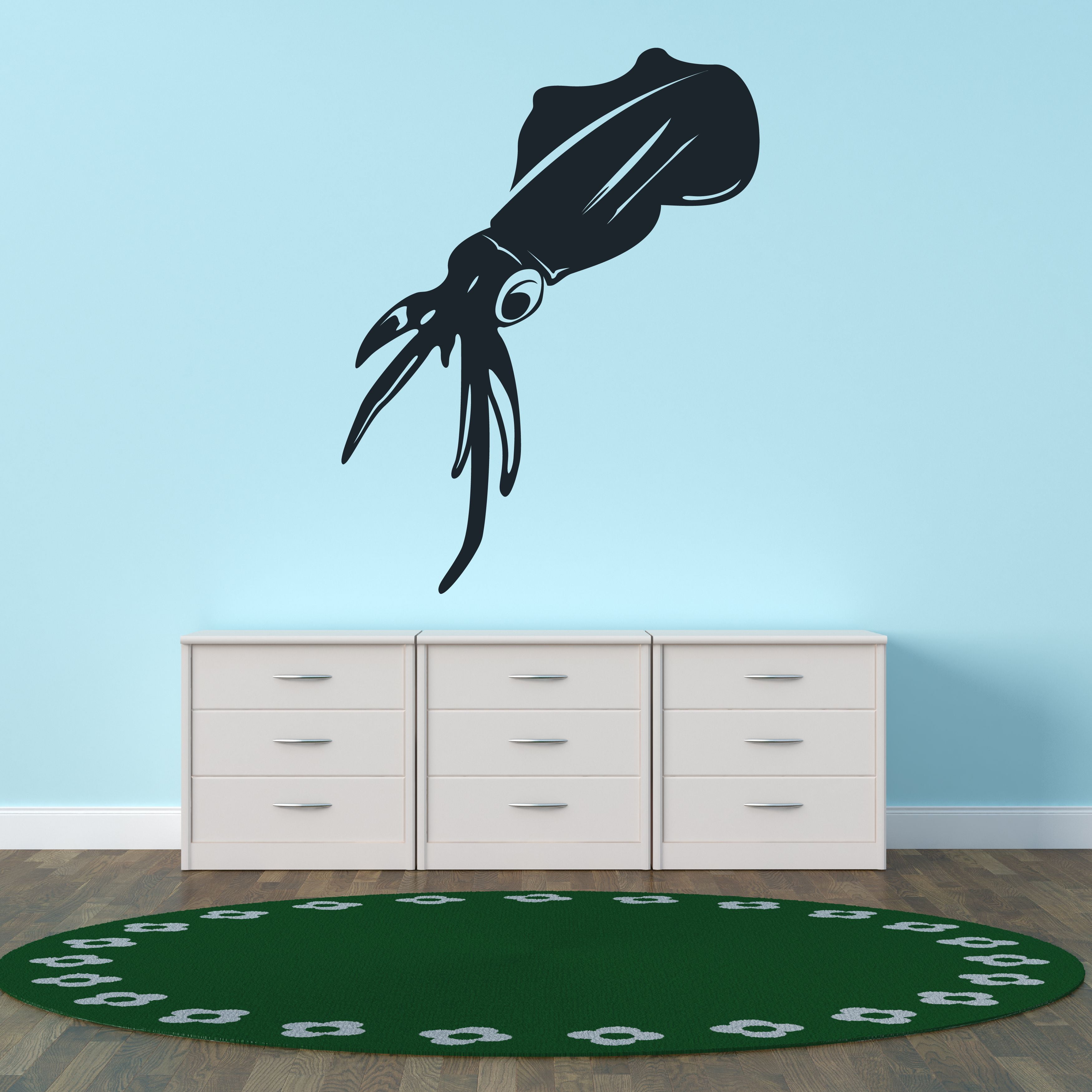 Animal Wall Decals for Children Bedroom - Giant Squid in Sea Squid DIY ...