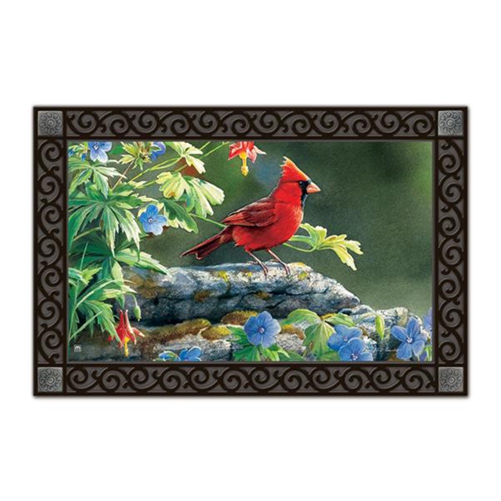 Cardinal Perch Summer Doormat Birds Floral Indoor Outdoor 18" x 30 ...