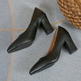Xfvqtps Womens Block Heel Pumps Pointed Toe Work Shoes Slip On Classic ...
