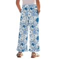 COEQINE Girls High Waisted Wide Leg Pants with Ruffle Hem, Full Length ...