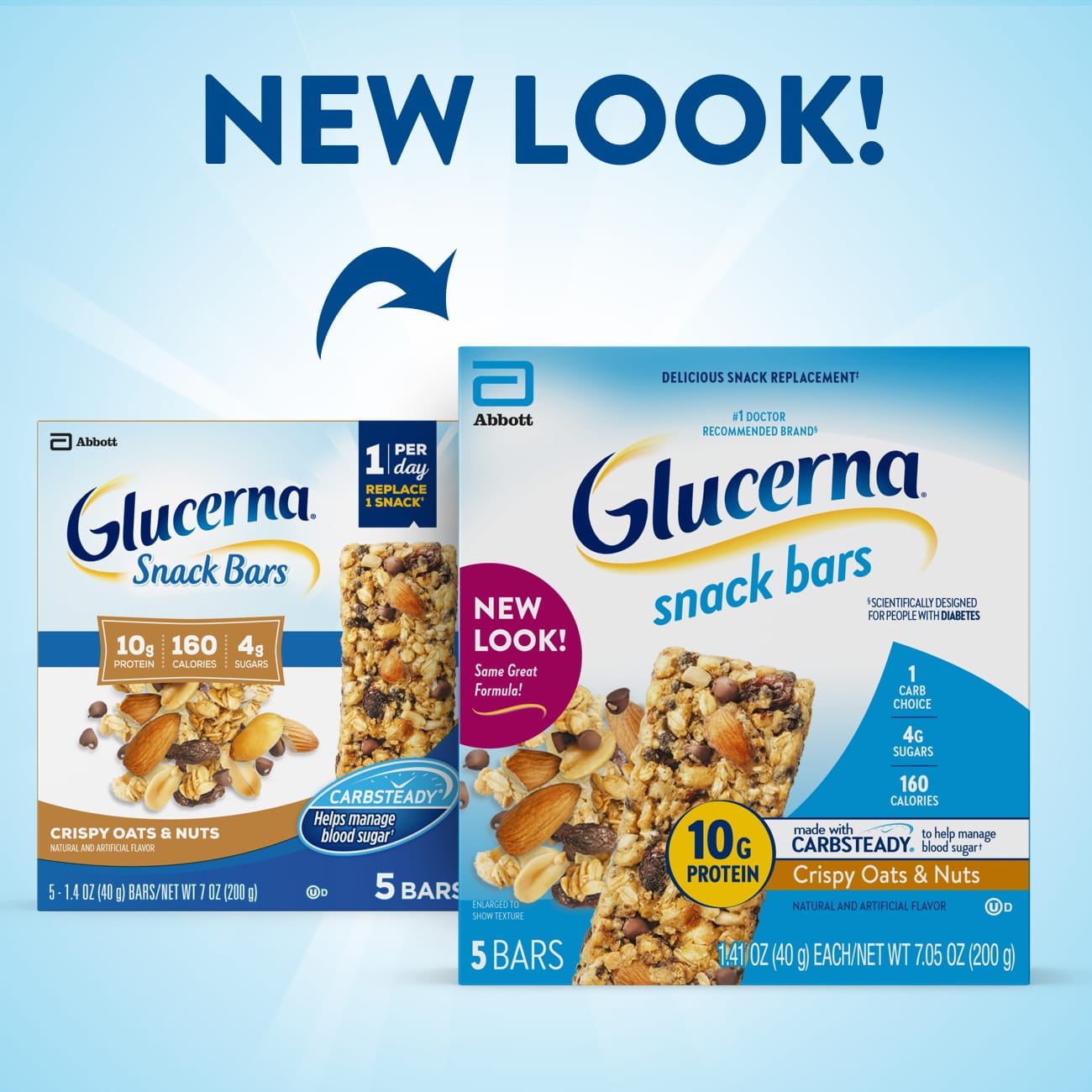 Buy Glucerna Snack Bars, Crispy Oats & Nuts, 5-Bar Pack, 20 Count ...