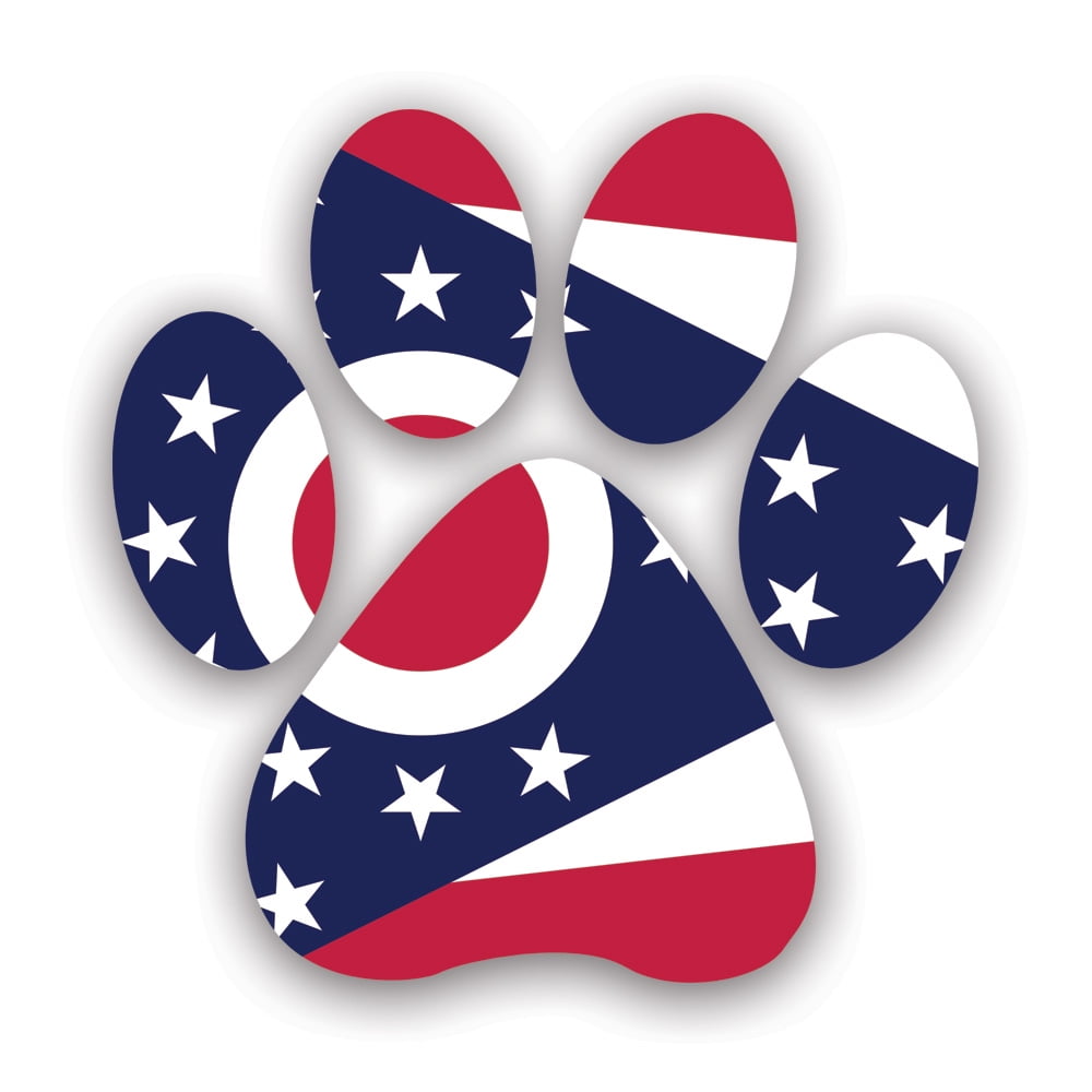 Ohio State Paw Print Shaped Sticker Decal - Self Adhesive Vinyl ...