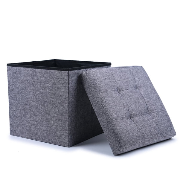 WoneNice Folding Storage Ottoman Cube Foot Rest Stool Seat- 15\ x 15 ...