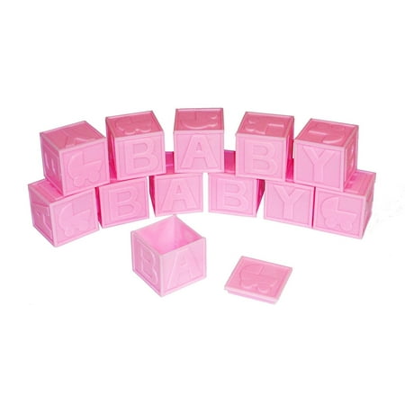 12 Piece Plastic Baby Blocks Package Pink 1.75 x 1.75 candy cup - open ...