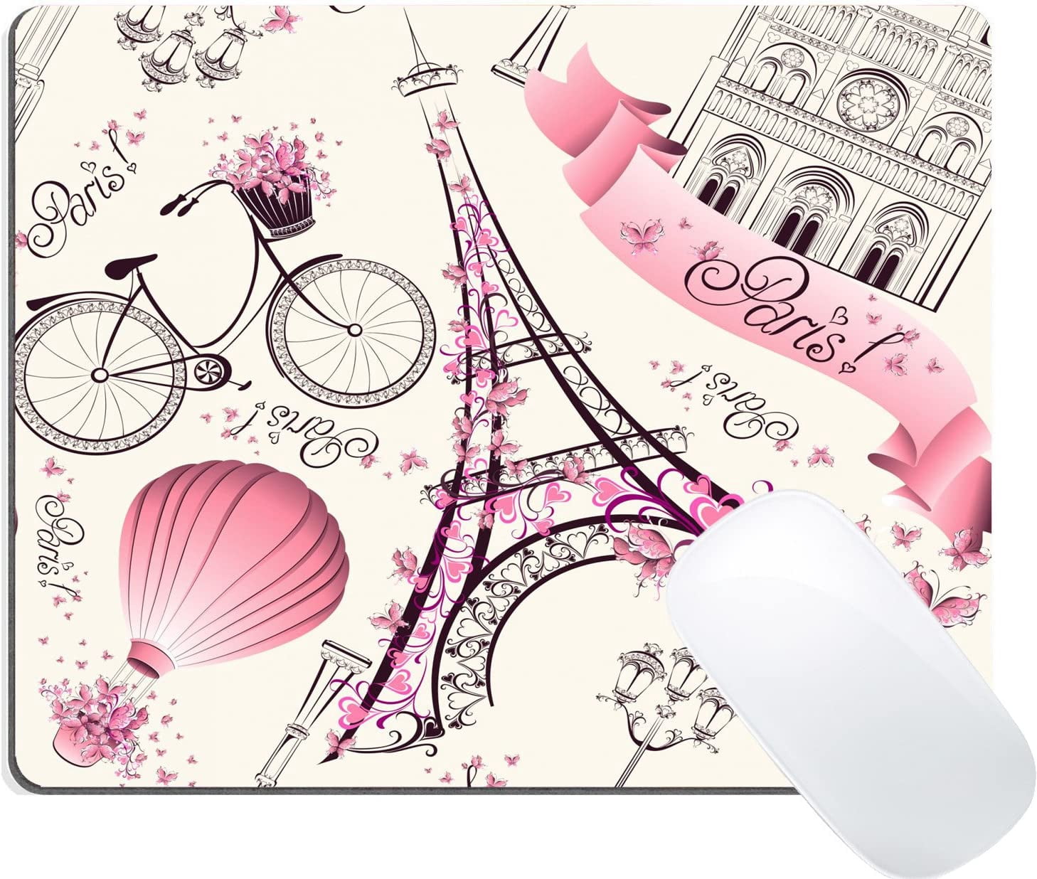 Love Pink Paris Vintage Floral Eiffel Mouse Pad, Vintage Romantic Paris ...