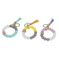 BIMZUC 3Pcs Keychain Bracelet Silicone Beads Metal Keyring Tassels ...