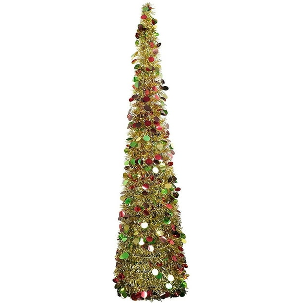 5ft Pop Up Gold Christmas Tree,Xmas Trees for Home Decor Indoor Holiday ...