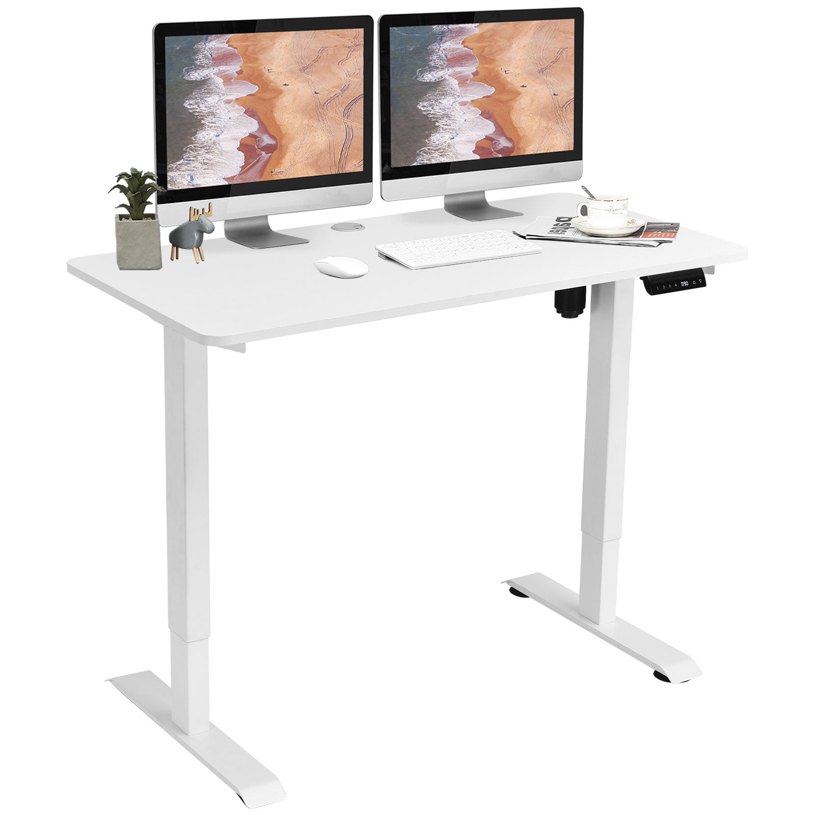 Topbuy Electric Height Adjustable Mobile Standing Desk Home Office ...