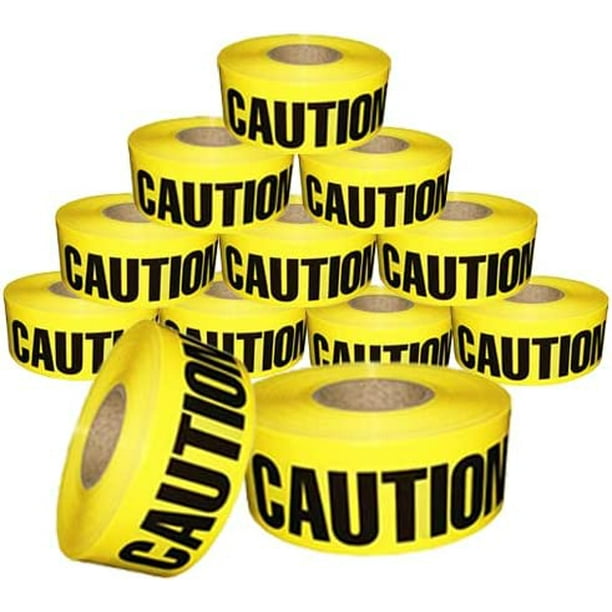 12-Pack of Cordova T30101 Bulk Pack 3.0-MIL Yellow Caution Barricade Tape, 3 in. x 1000 ft. Roll ...