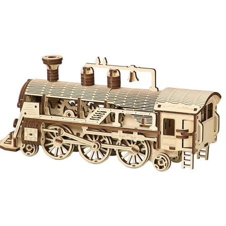 Willstar Mechanical Train Model Kit DIY Assemble Wooden Train Puzzle ...