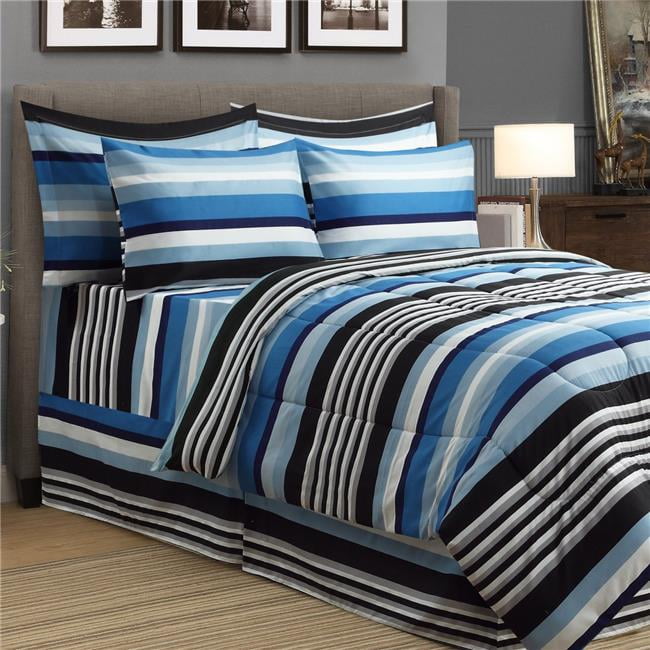 Mr. MJs SQ-FE-HORIZ-Q08 8 Piece Horizon Bed in a Bag Comforter Set ...