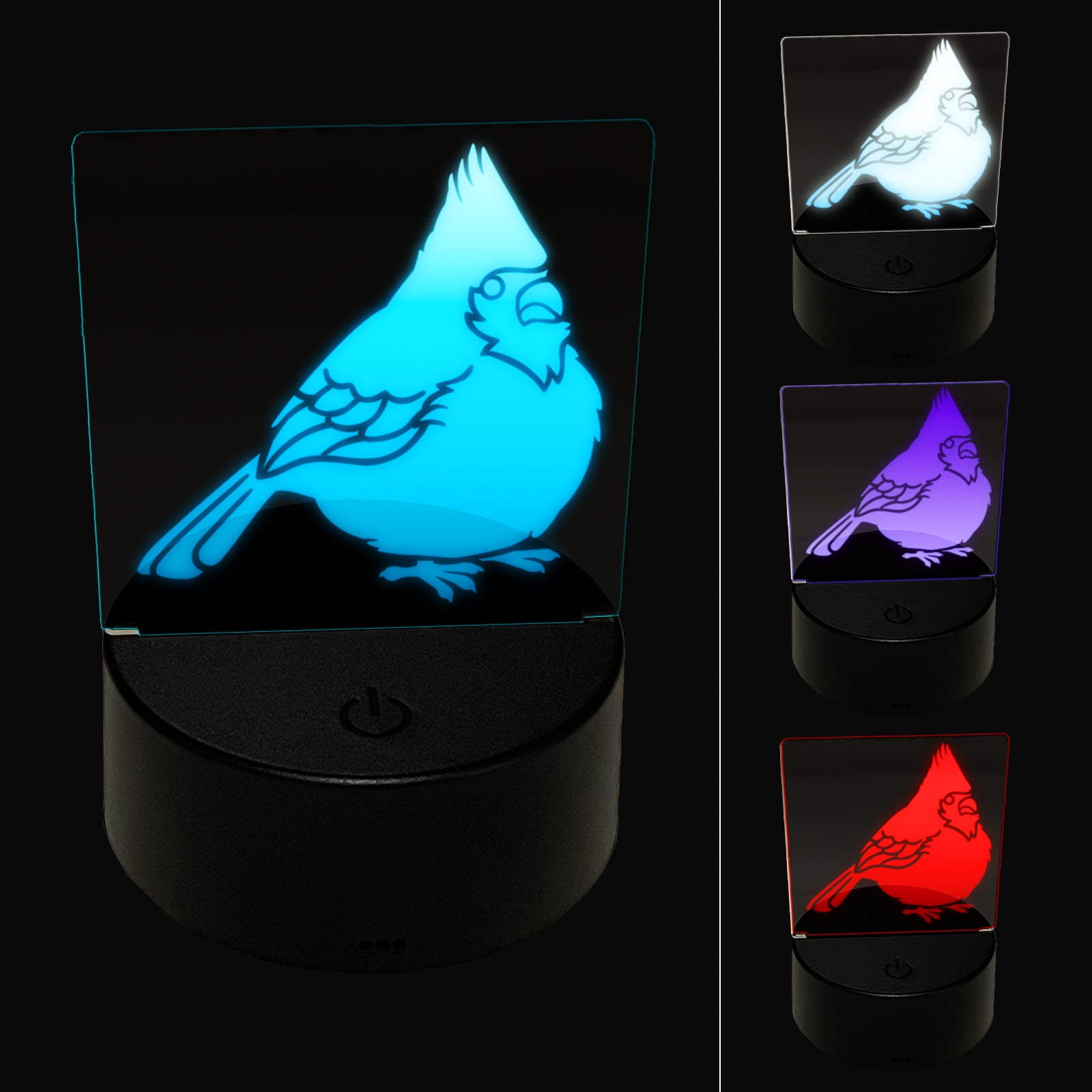 Puffy Cardinal Bird LED Night Light Sign 3D Illusion Desk Nightstand ...