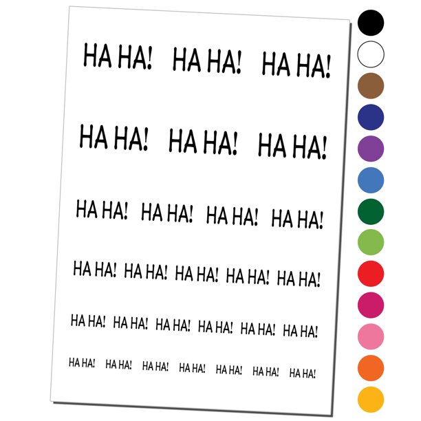 Ha Ha Fun Text Water Resistant Temporary Tattoo Set Fake Body Art ...