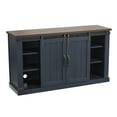 FESTIVO 54 in. Navy Blue Sliding Doors TV Stand Console Entertainment ...