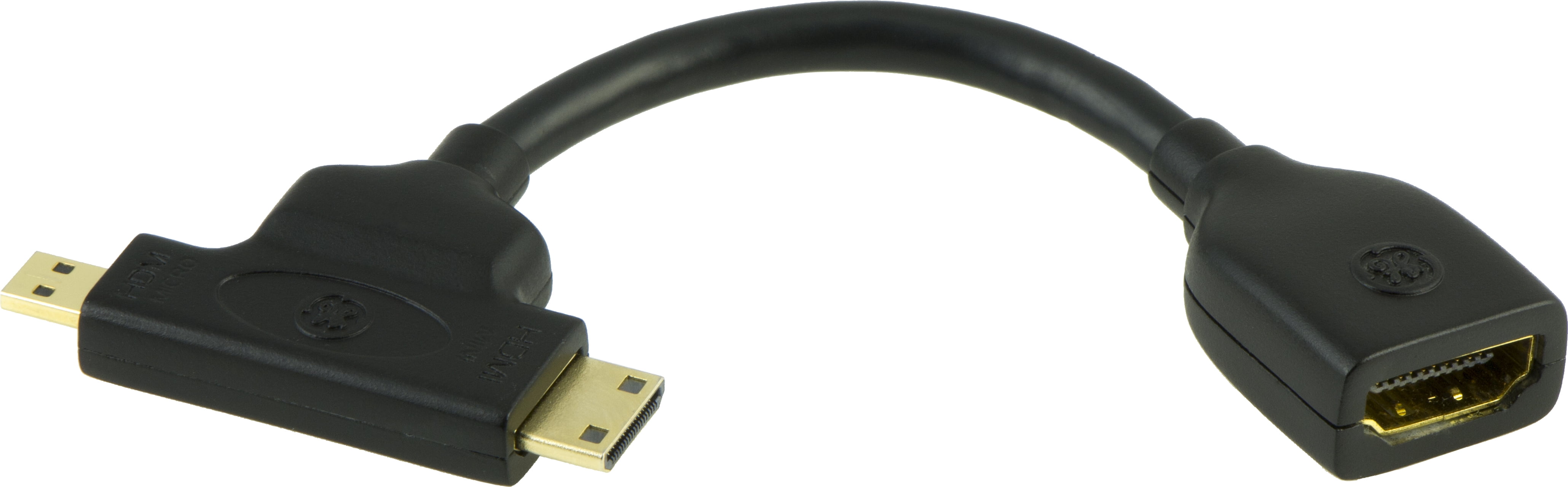 GE HDMI to Mini HDMI + Micro HDMI Adapter, 2-in-1 Pigtail, 33587 ...