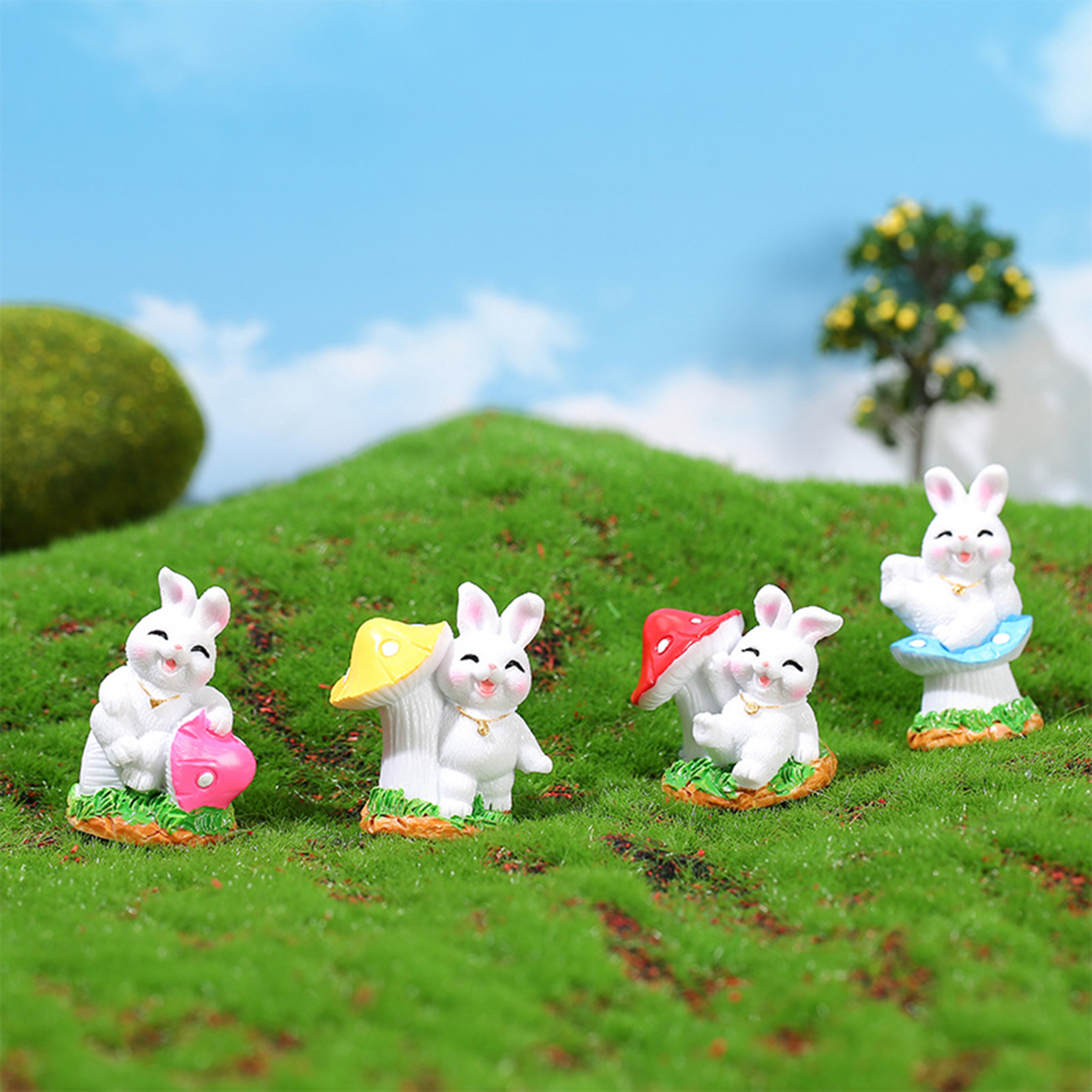 Vivid Expression Rabbit Figurine - Realistic Appearance - Resin - Cute ...