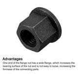 M16 Flange Hex Nut, 1 Pack Grade 10.9 Carbon Steel Black Oxide Finished ...