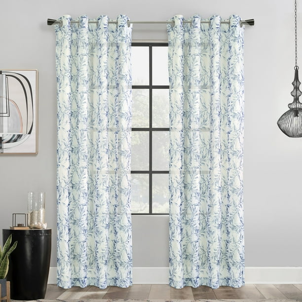 Jennifer Sheer Botanical Print Grommet Curtain Panel 52" x 84" in ...