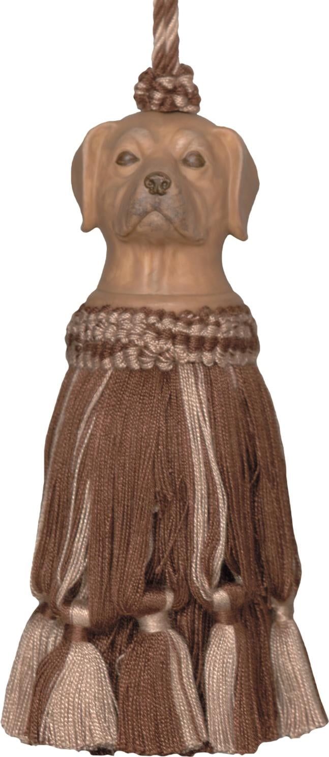 Tassel Dog Brown Brown/Beige/Tan Pair Polyrayon Casted Resin Head New ...
