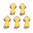 Alloy Enamel Pendants Cat Shape Light Gold Mixed Color 22x12x2~3mm Hole ...