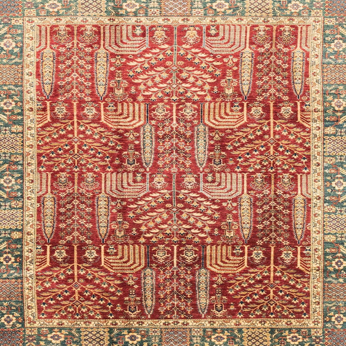 Ahgly Company Indoor Square Abstract Red Abstract Area Rugs, 6' Square ...