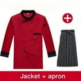 2Pcs Set with Apron Chef Uniform Long-sleeved Catering Hotel Work ...