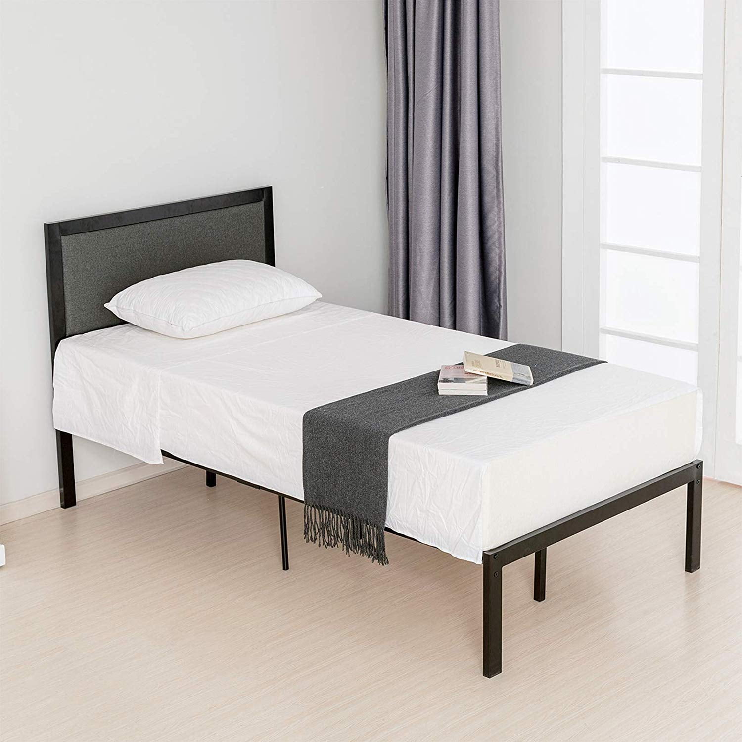 Mecor Twin Platform Bed Metal Frame - with Solid Wood Slats Support ...