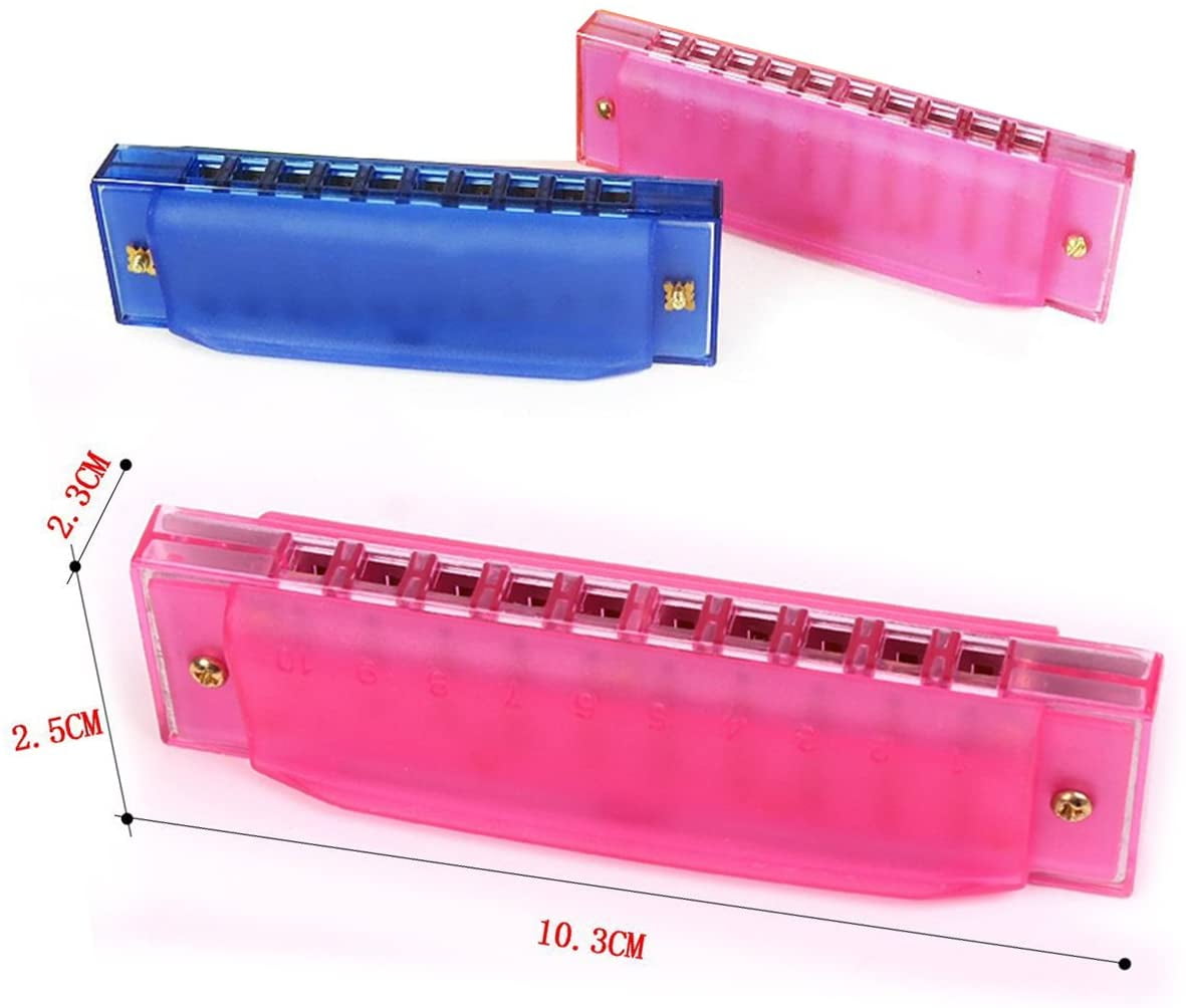 OFKPO 2 PCS Colorful 10 Holes Children Plastic Harmonica Translucent ...