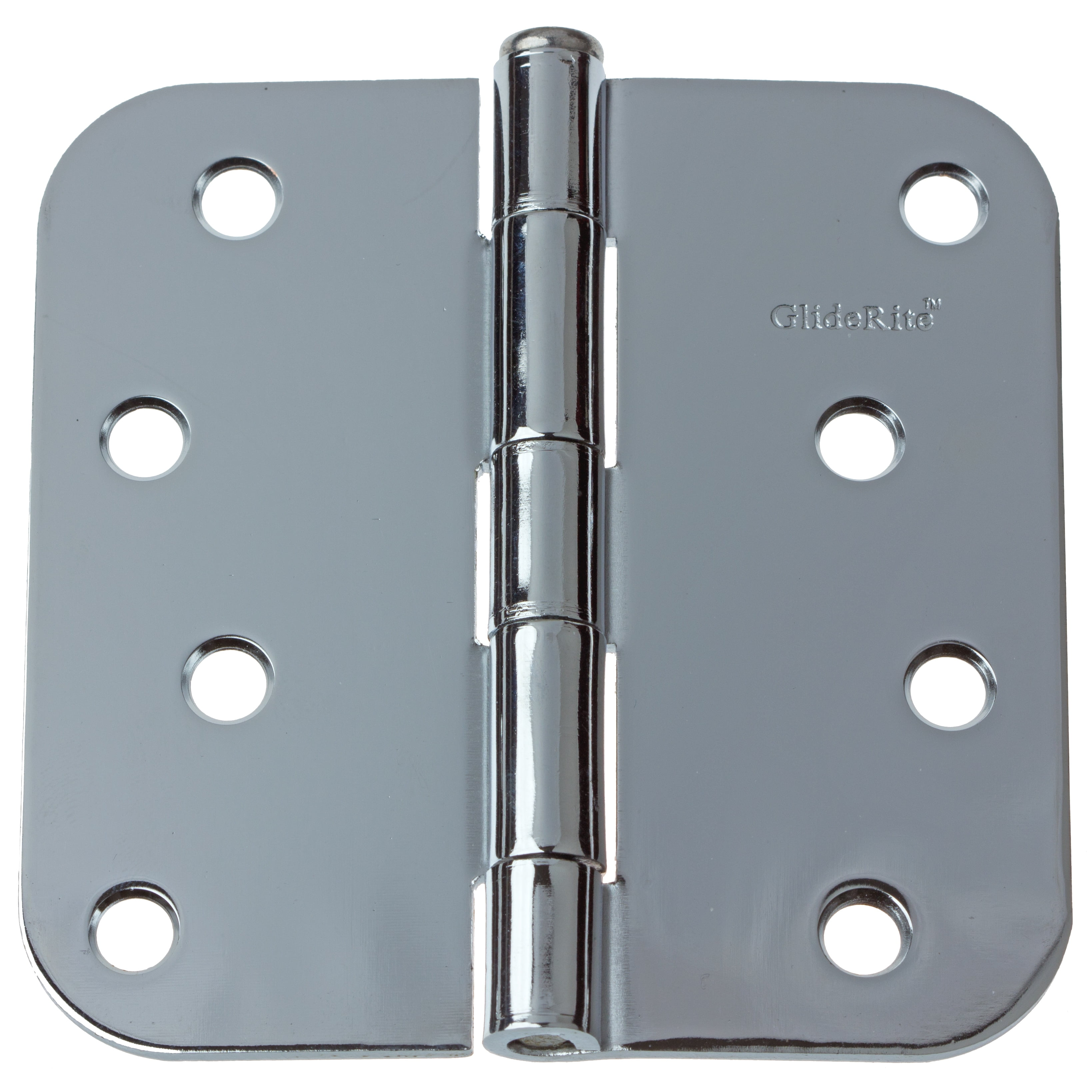 GlideRite 4 in. Steel Door Hinges with 5/8 in. Corner Radius, Polished ...