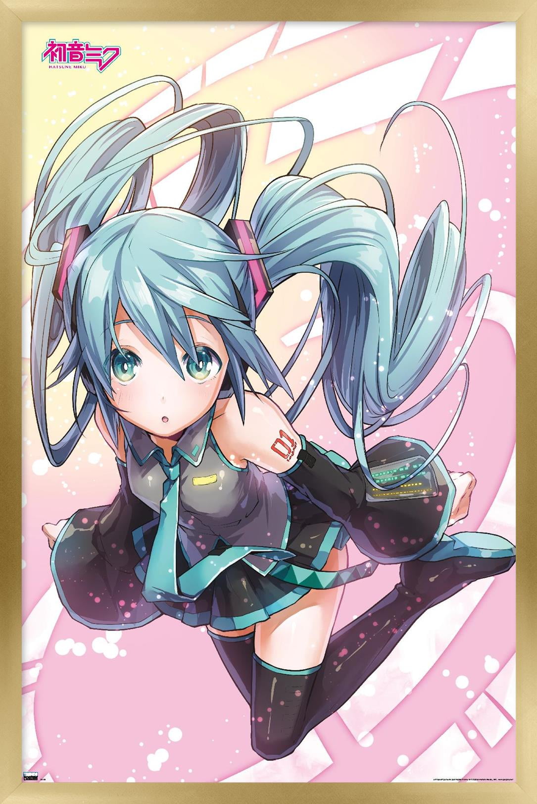 Hatsune Miku - Pink Circles Wall Poster, 22.375" x 34" Framed - Walmart.com